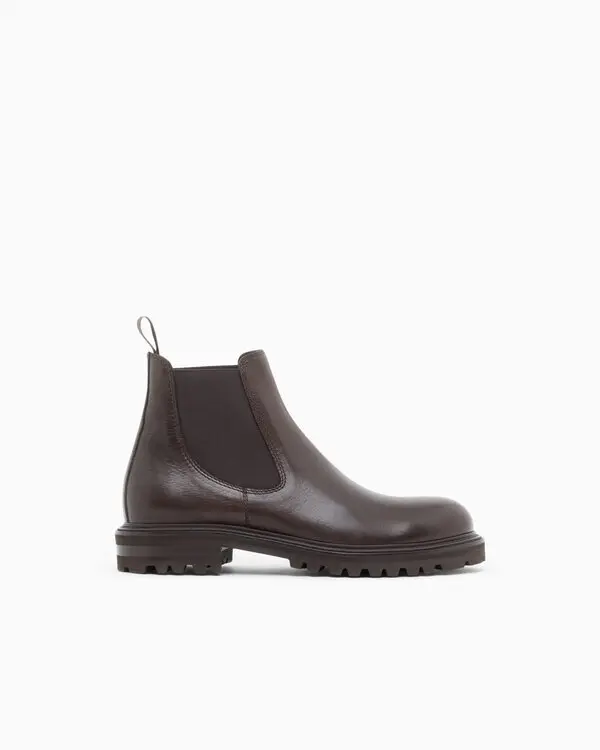 Giorgio Armani Boots In Nappa Leather And Rubber - Brown