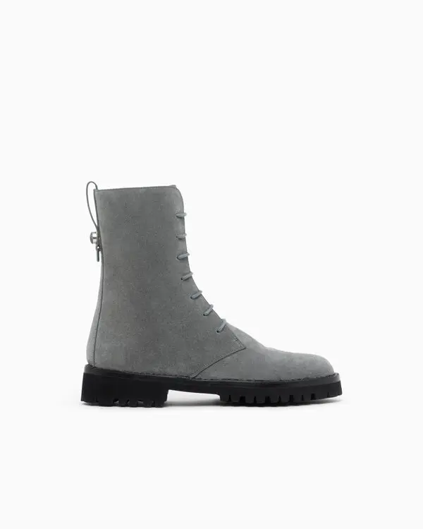 Giorgio Armani Lace-up Split Leather Boots