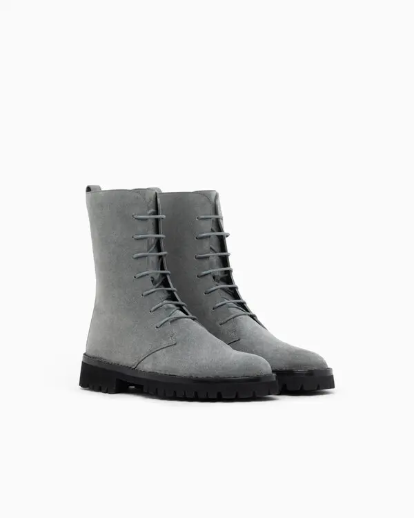 Giorgio Armani Lace-up Split Leather Boots