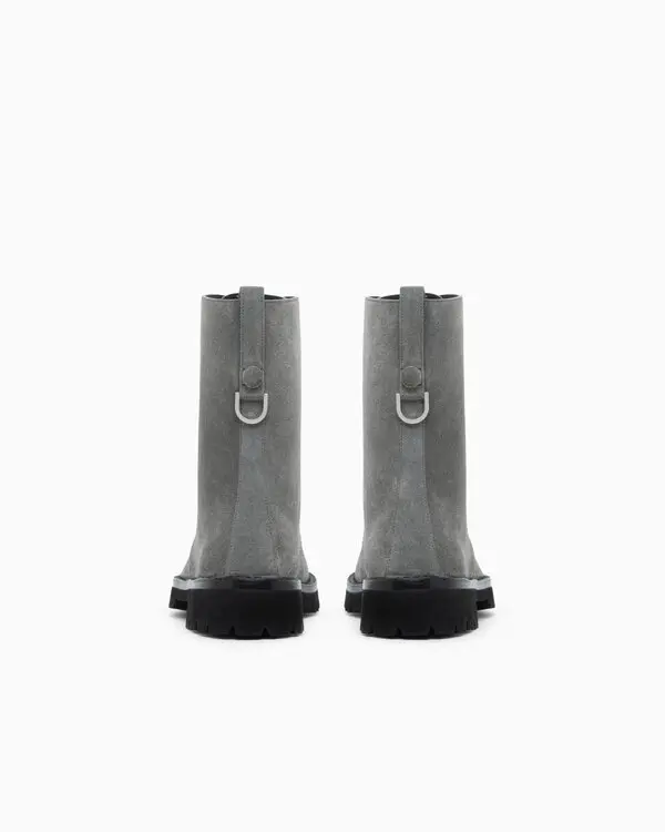Giorgio Armani Lace-up Split Leather Boots