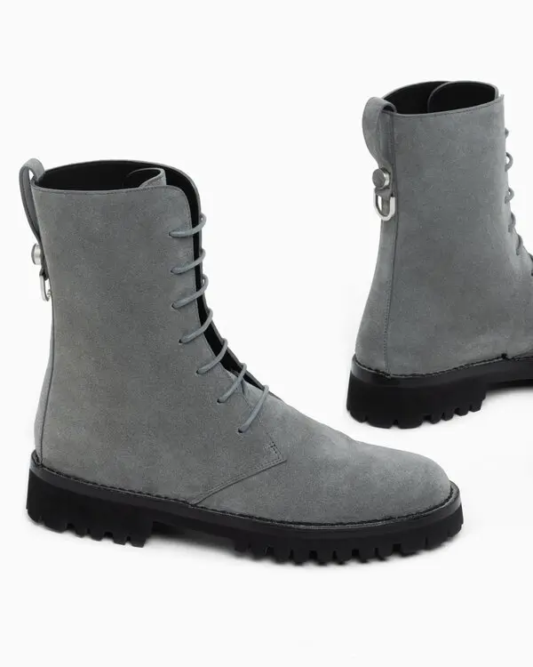 Giorgio Armani Lace-up Split Leather Boots