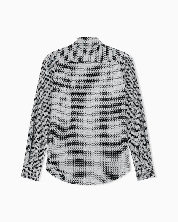 Giorgio Armani Regular Fit Cotton Jersey Shirt With Geometric Flock Print