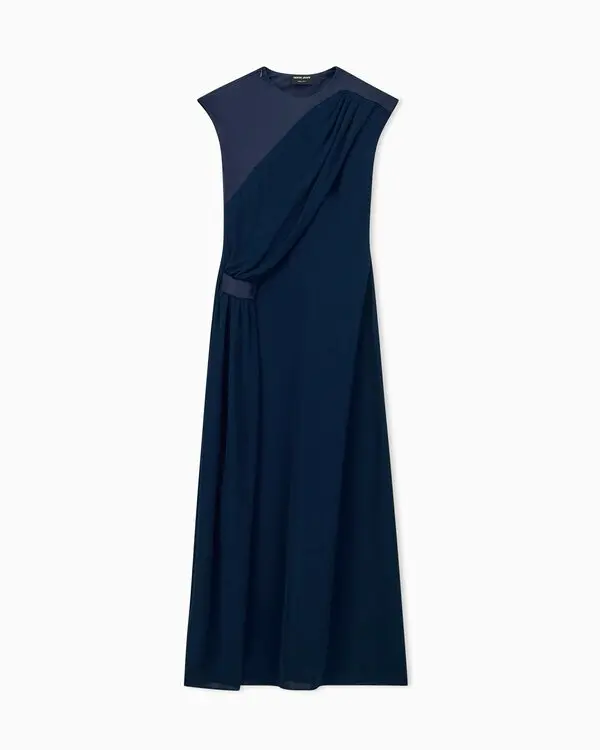 Giorgio Armani Dress With Draped Side In Viscose Jersey And Satin