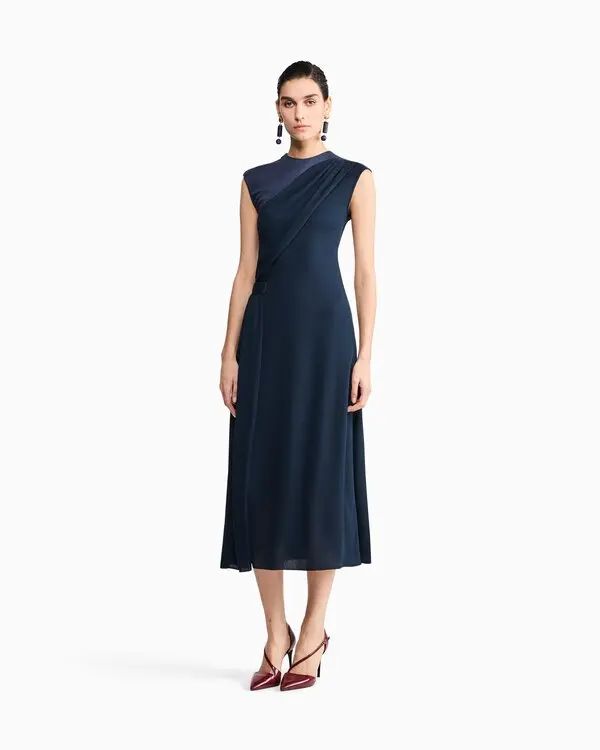 Giorgio Armani Dress With Draped Side In Viscose Jersey And Satin