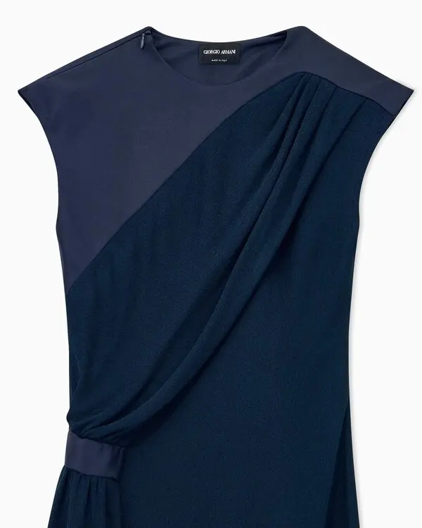 Giorgio Armani Dress With Draped Side In Viscose Jersey And Satin