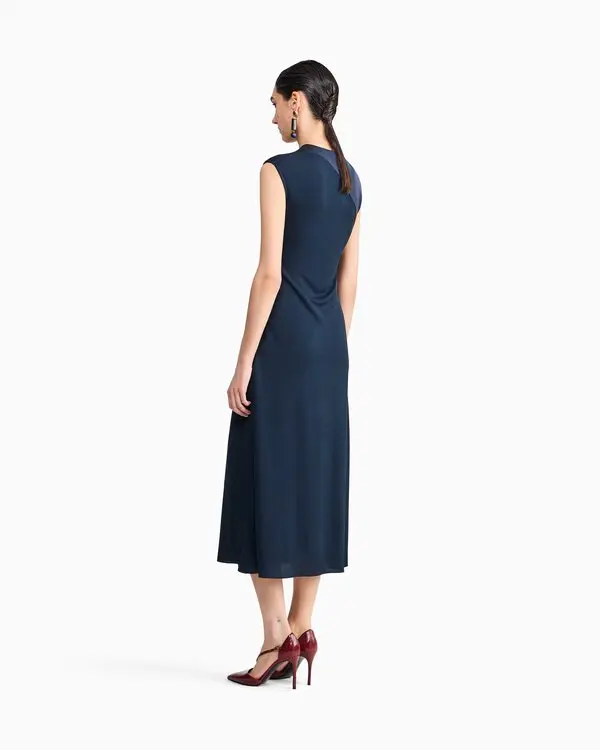 Giorgio Armani Dress With Draped Side In Viscose Jersey And Satin