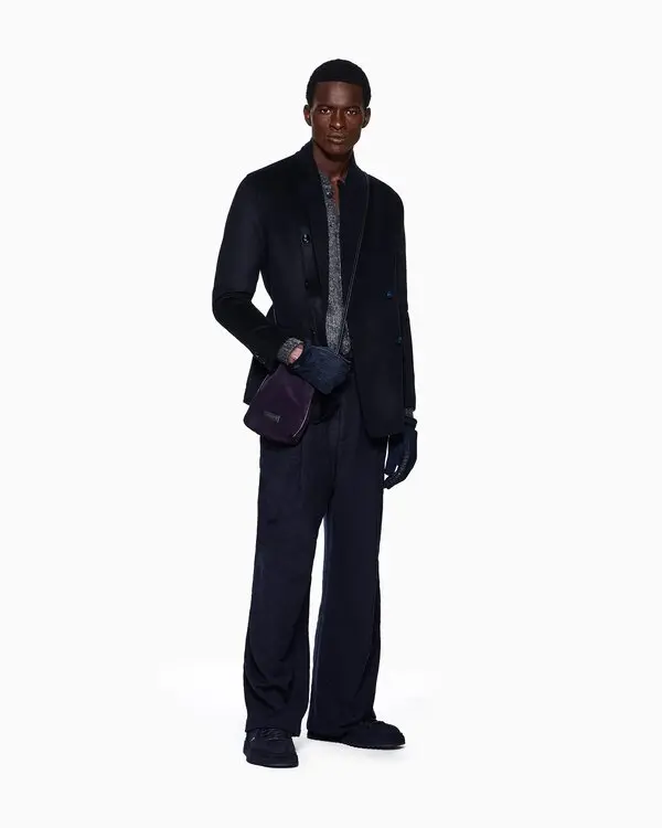 Giorgio Armani Crinkled Virgin Wool Flannel Wide-leg Trousers