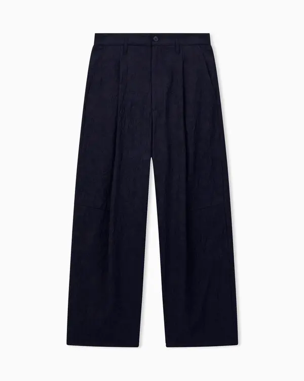 Giorgio Armani Oversized Trousers In Crinkle Virgin Wool Flannel