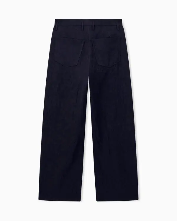 Giorgio Armani Oversized Trousers In Crinkle Virgin Wool Flannel