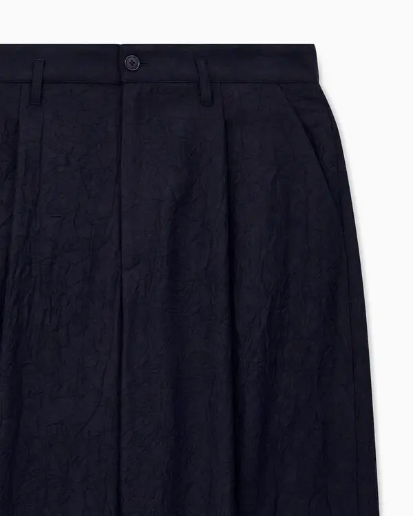 Giorgio Armani Oversized Trousers In Crinkle Virgin Wool Flannel