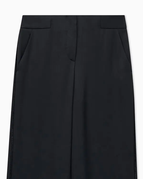 Giorgio Armani Embroidered Trouser Sera Regular Fit Satin Rhinestone Trim