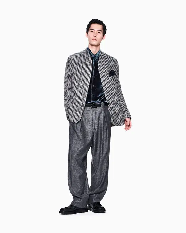 Giorgio Armani Blazer Regular Fit Geometric Wool And Cashmere Jacquard