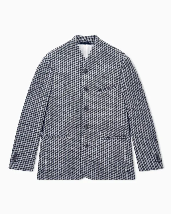 Giorgio Armani Blazer Regular Fit Geometric Wool And Cashmere Jacquard