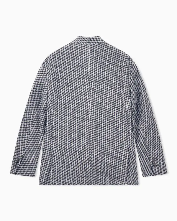 Giorgio Armani Blazer Regular Fit Geometric Wool And Cashmere Jacquard