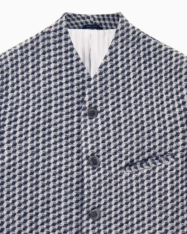 Giorgio Armani Blazer Regular Fit Geometric Wool And Cashmere Jacquard