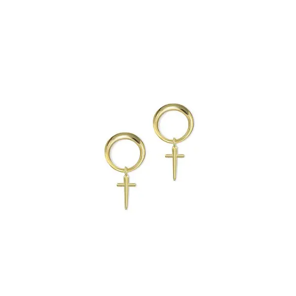 Argento Vivo Mini Drop Cross Earrings