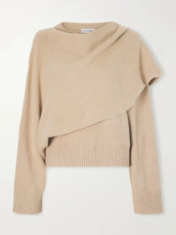 Altuzarra Scarf-detailed Organic Cotton Knitted Sweater - Neutrals