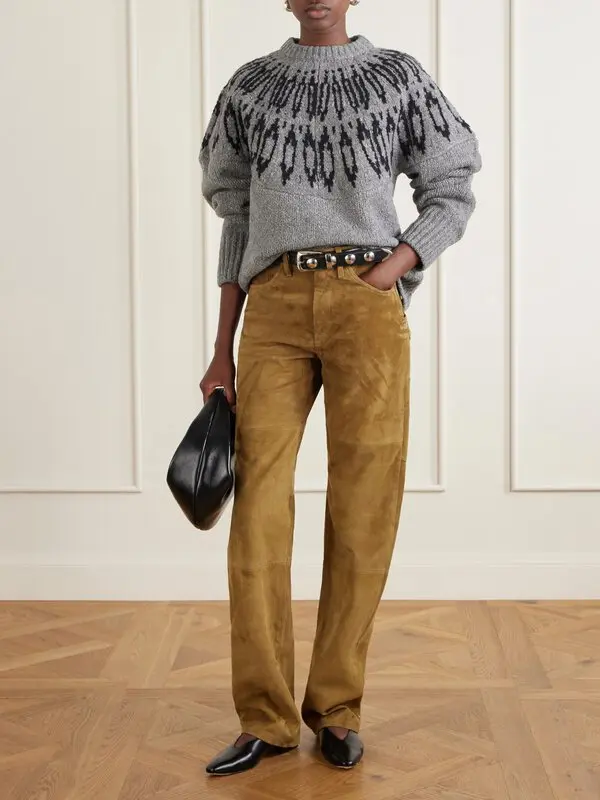 Altuzarra Mills Suede Straight-leg Pants - Brown