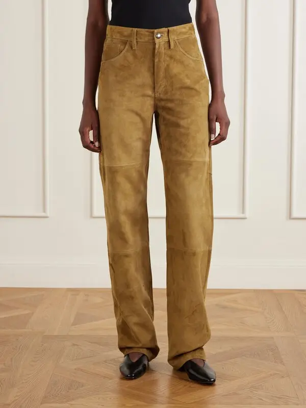 Altuzarra Mills Suede Straight-leg Pants - Brown