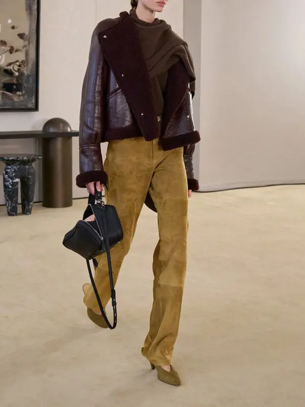 Altuzarra Mills Suede Straight-leg Pants - Brown