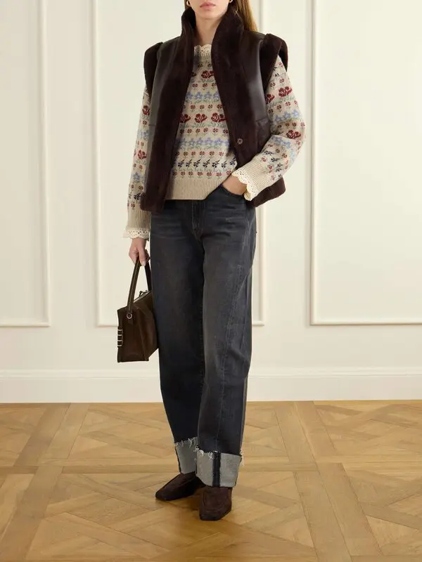 Sea Preston Floral Intarsia Wool-blend Sweater With Crochet Trim