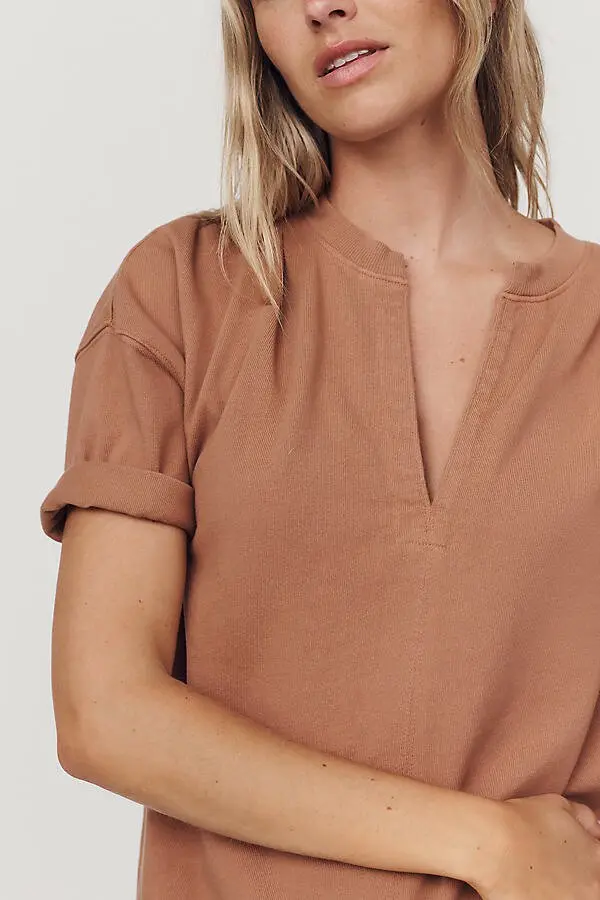 Wilt 100% Cotton V-neck Top - Tan