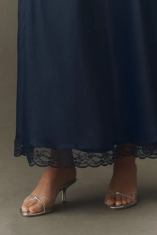 Bhldn Sat Corset Slip Dress