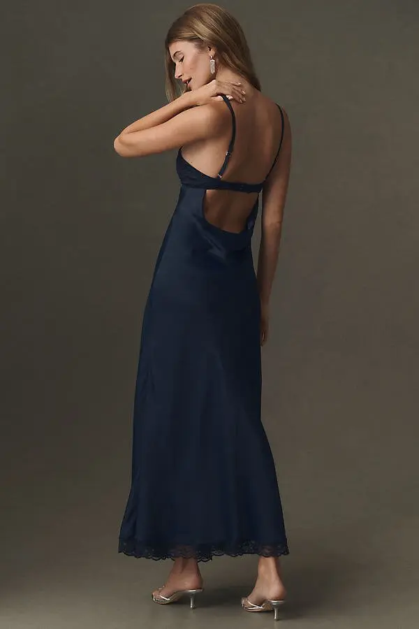 Bhldn Sat Corset Slip Dress