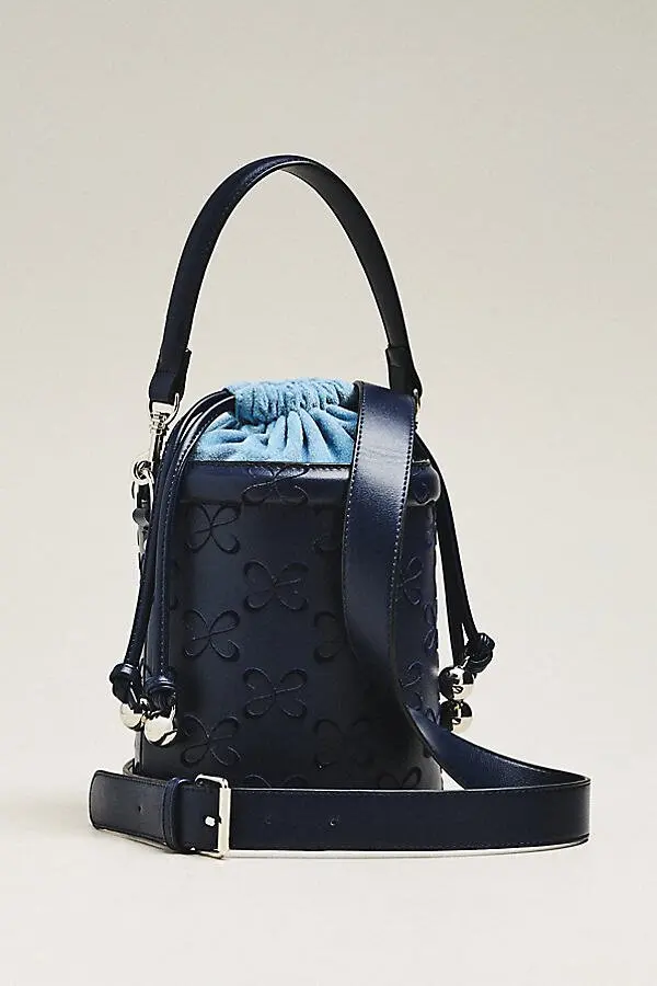 Maeve Faux-leather Bucket Bag - Navy