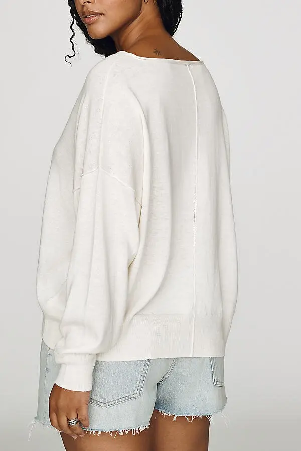 Anthropologie Haley Cotton Len Sweater - Egret