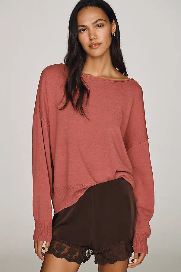 Anthropologie Haley Cotton Len Sweater - Rose