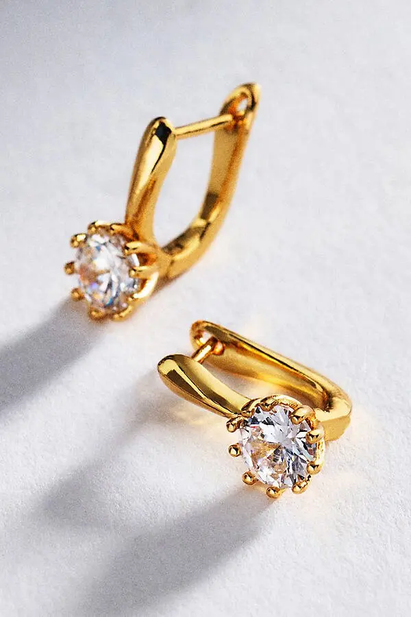 Anthropologie Solitaire Crystal Drop Earrgs - Gold