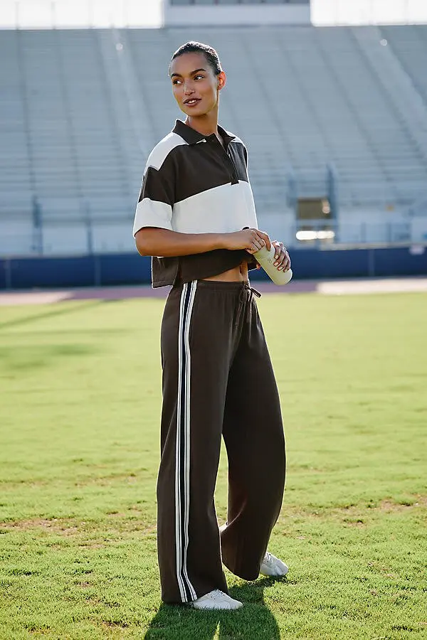 Z Supply 100% Cotton Cropped Rugby Stripe Polo Shirt
