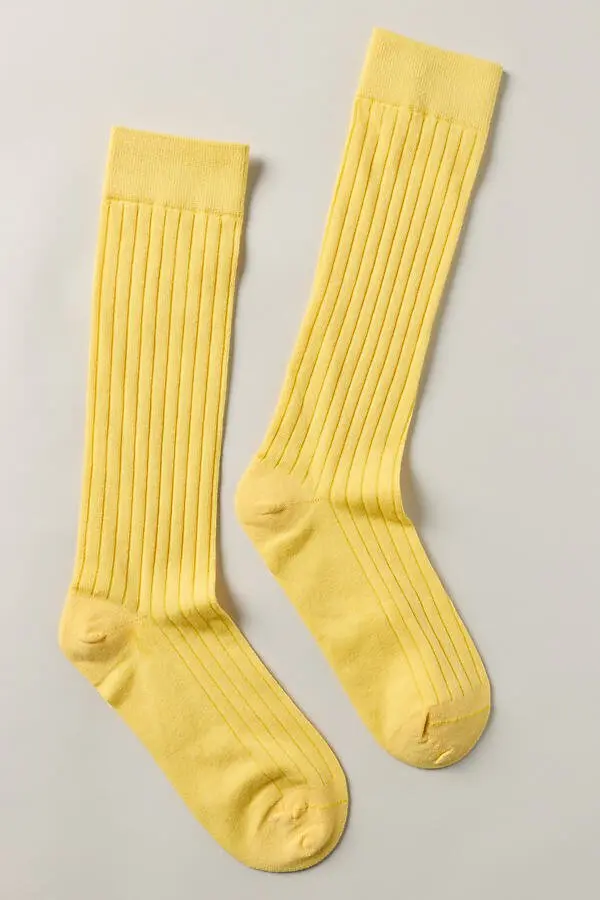 HIGH HEEL JUNGLE Ribbed Tall Trouser Socks - Lemon