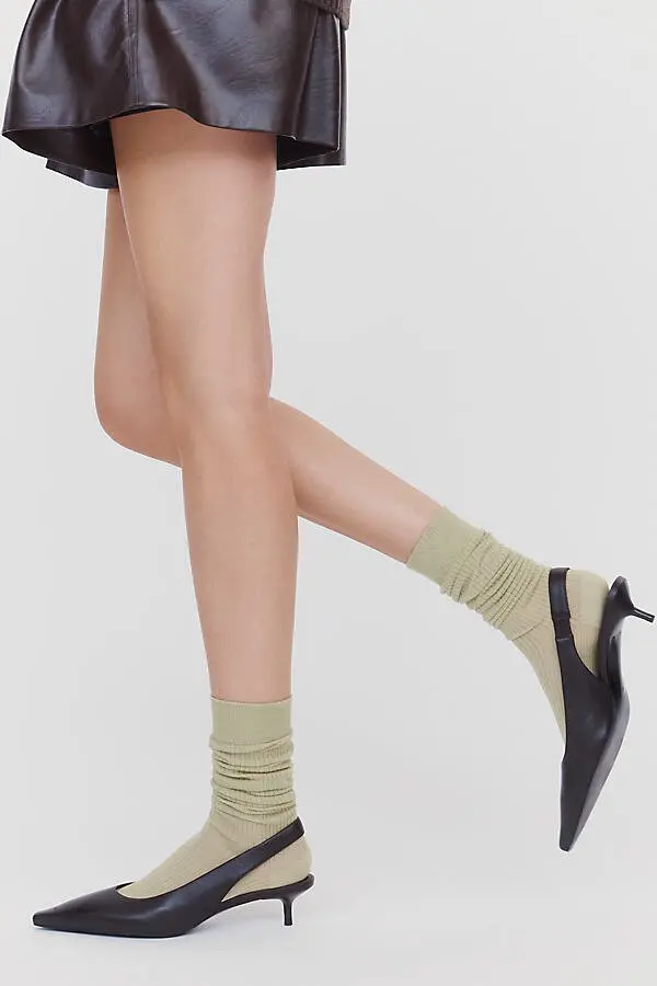 HIGH HEEL JUNGLE Ribbed Knee-high Socks - Green