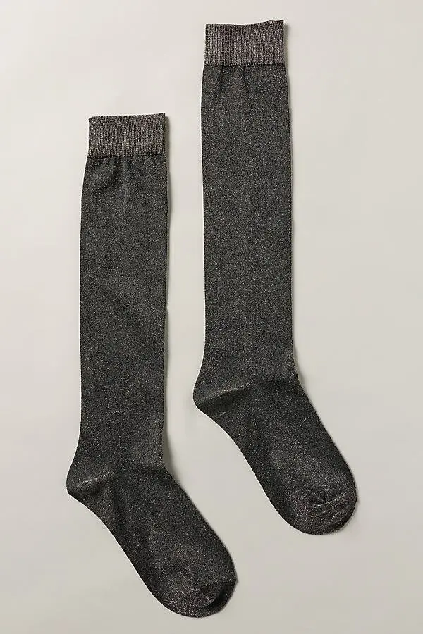 HIGH HEEL JUNGLE Glitter Sheer Socks - Black