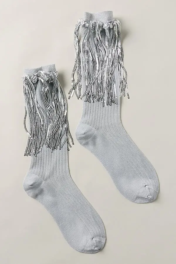 HIGH HEEL JUNGLE Stevie Metallic Socks - Silver