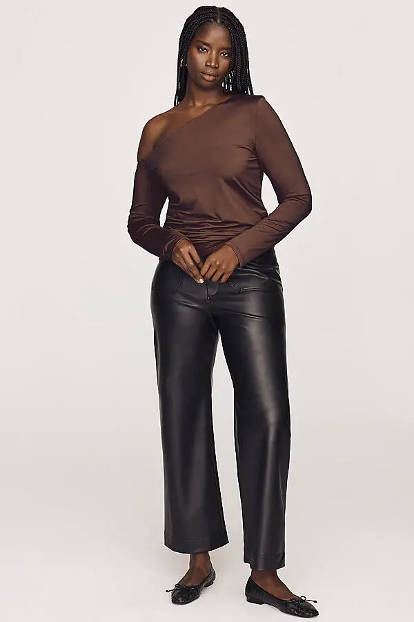 Maeve Off-shoulder Long-sleeve Top - Brown