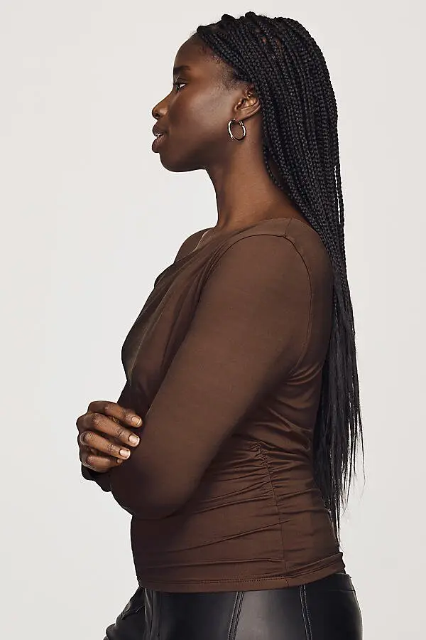 Maeve Off-shoulder Long-sleeve Top - Brown