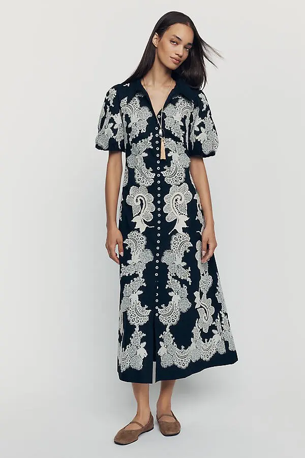 Anthropologie Appliqué Midi Dress