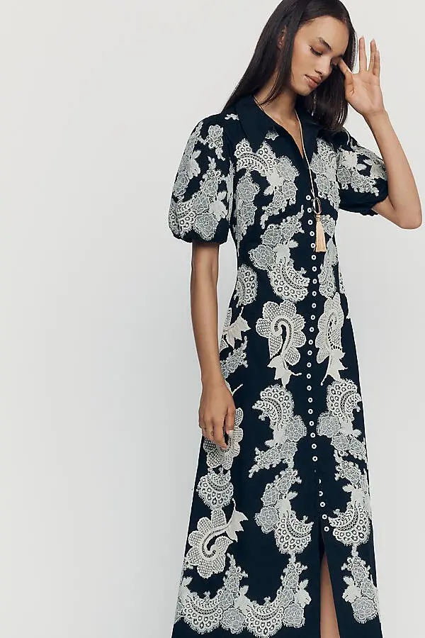 Anthropologie Appliqué Midi Dress