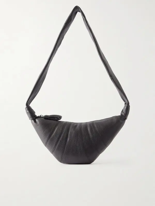 LEMAIRE Croissant Small Paneled Textured-leather Shoulder Bag - Brown