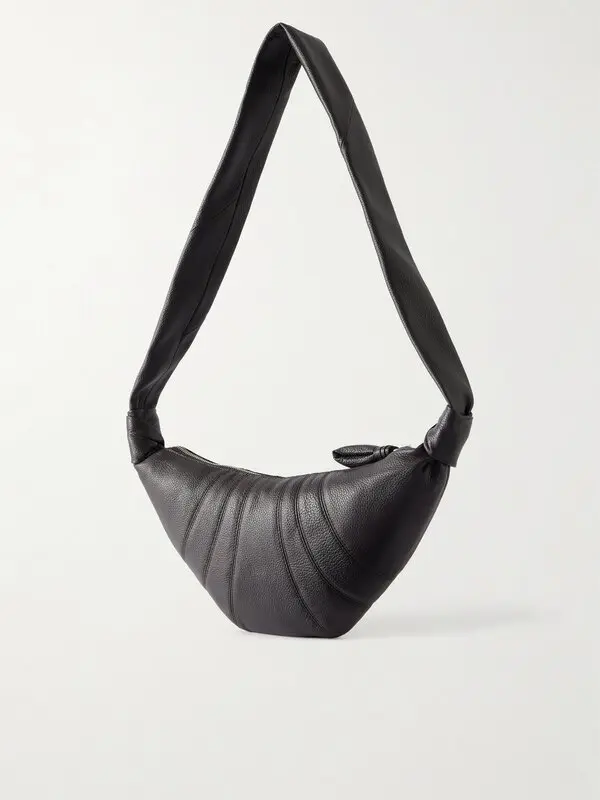 LEMAIRE Croissant Small Paneled Textured-leather Shoulder Bag - Brown