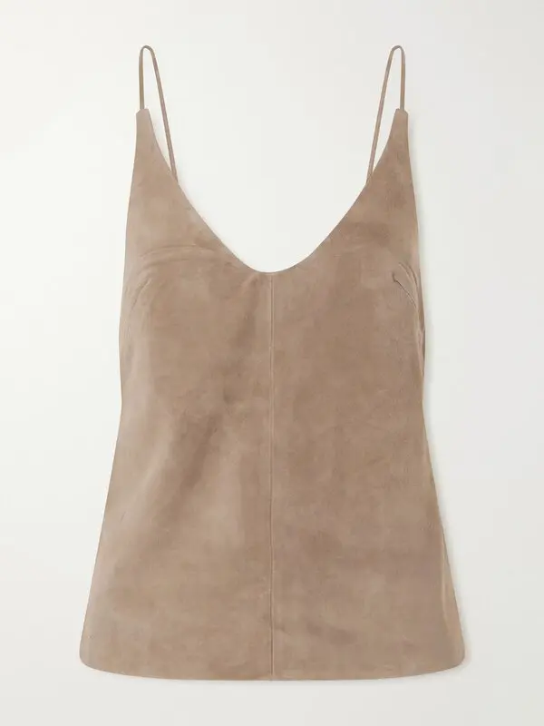 ST. AGNI Tie-detailed Suede Top