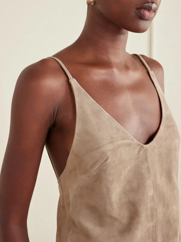 ST. AGNI Tie-detailed Suede Top