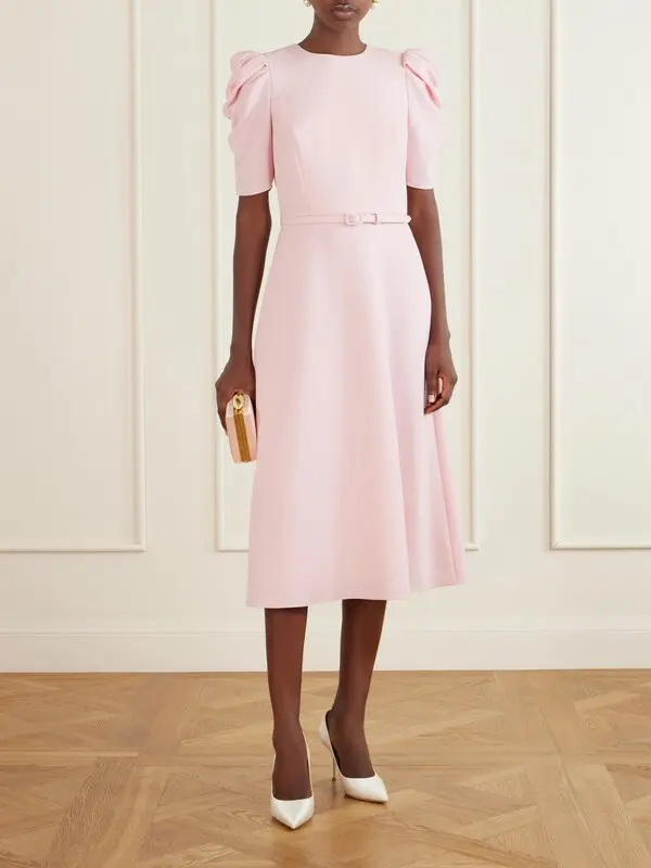 Carolina Herrera Belted Crepe Midi Dress
