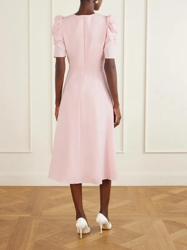 Carolina Herrera Belted Crepe Midi Dress