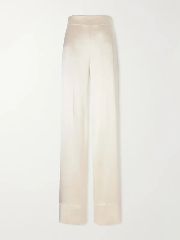 JOSEPH Dijon Silk-satin Mid-rise Straight-leg Pants