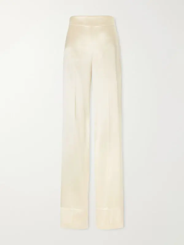 JOSEPH Dijon Silk-satin Mid-rise Straight-leg Pants - Neutrals