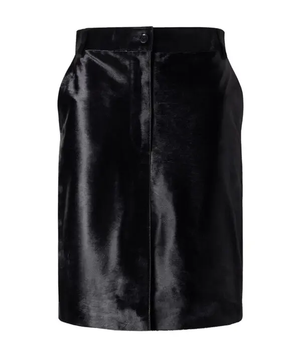 Loulou De Saison Debi Calf Hair Midi Skirt - Black